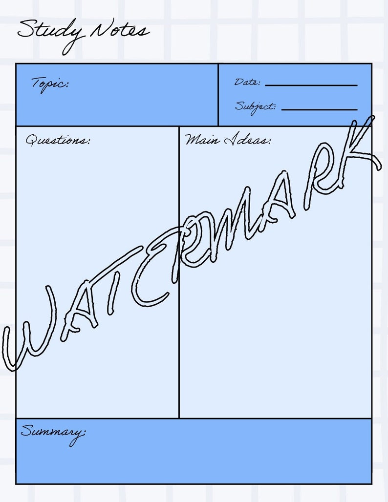 Study Notes Template - Digital Download - Etsy
