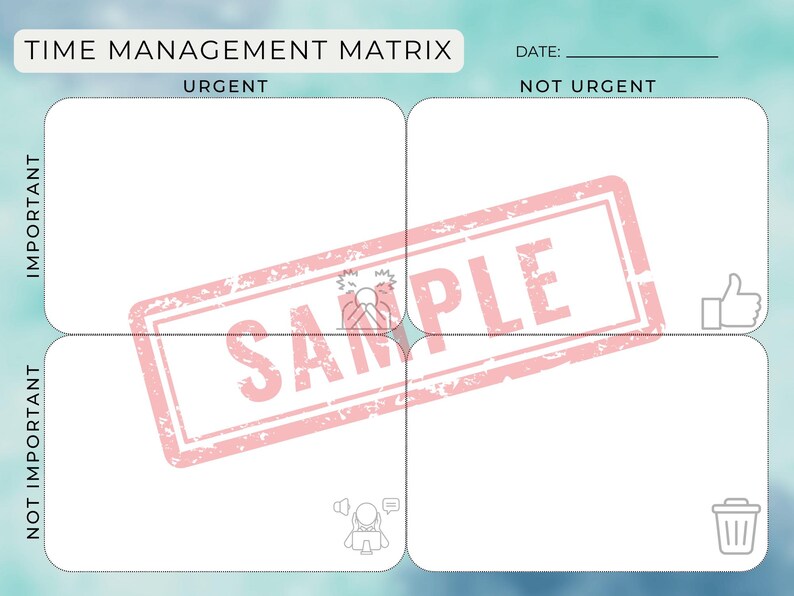 Time Management Matrix for Student, Professional, Busy Parent and Work ...