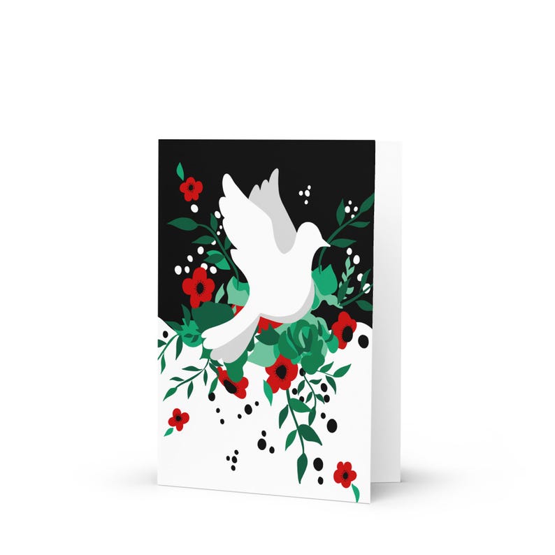 Free Palestine, Dove With Red Poppy Flowers Greeting Card - Etsy
