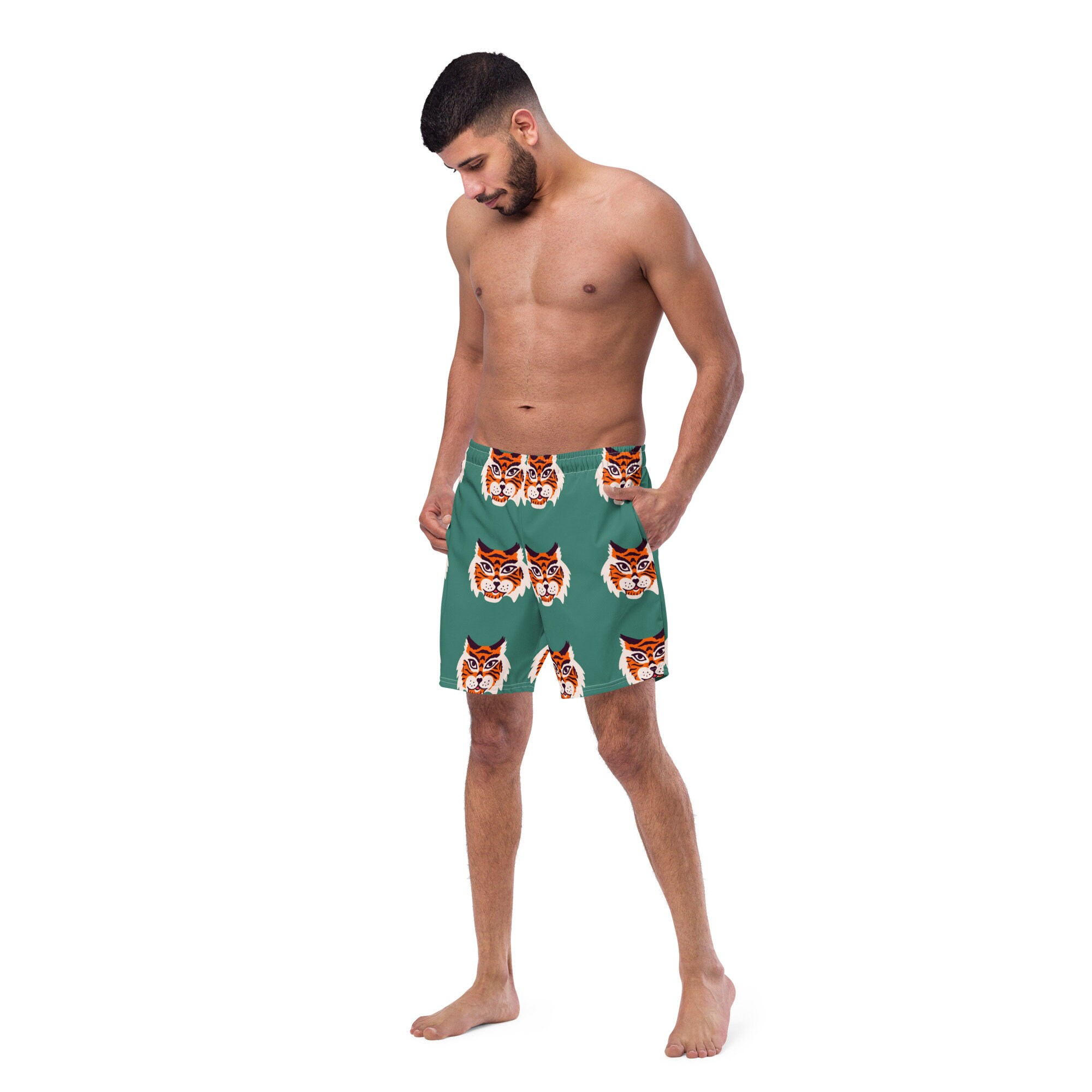 Men's Swim Trunks Teal Tiger - Etsy