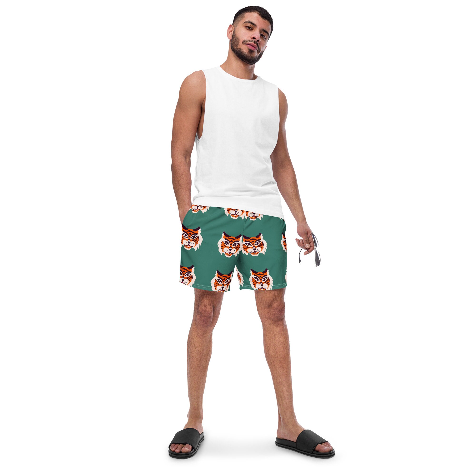 Men's Swim Trunks Teal Tiger - Etsy