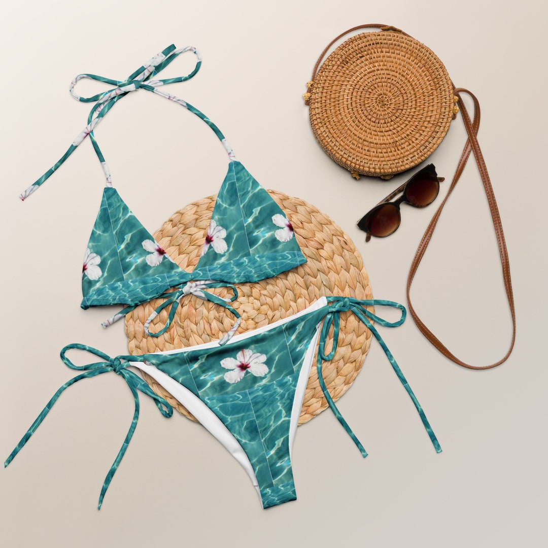 All-over Print Recycled String Bikini H2O Hibiscus - Etsy