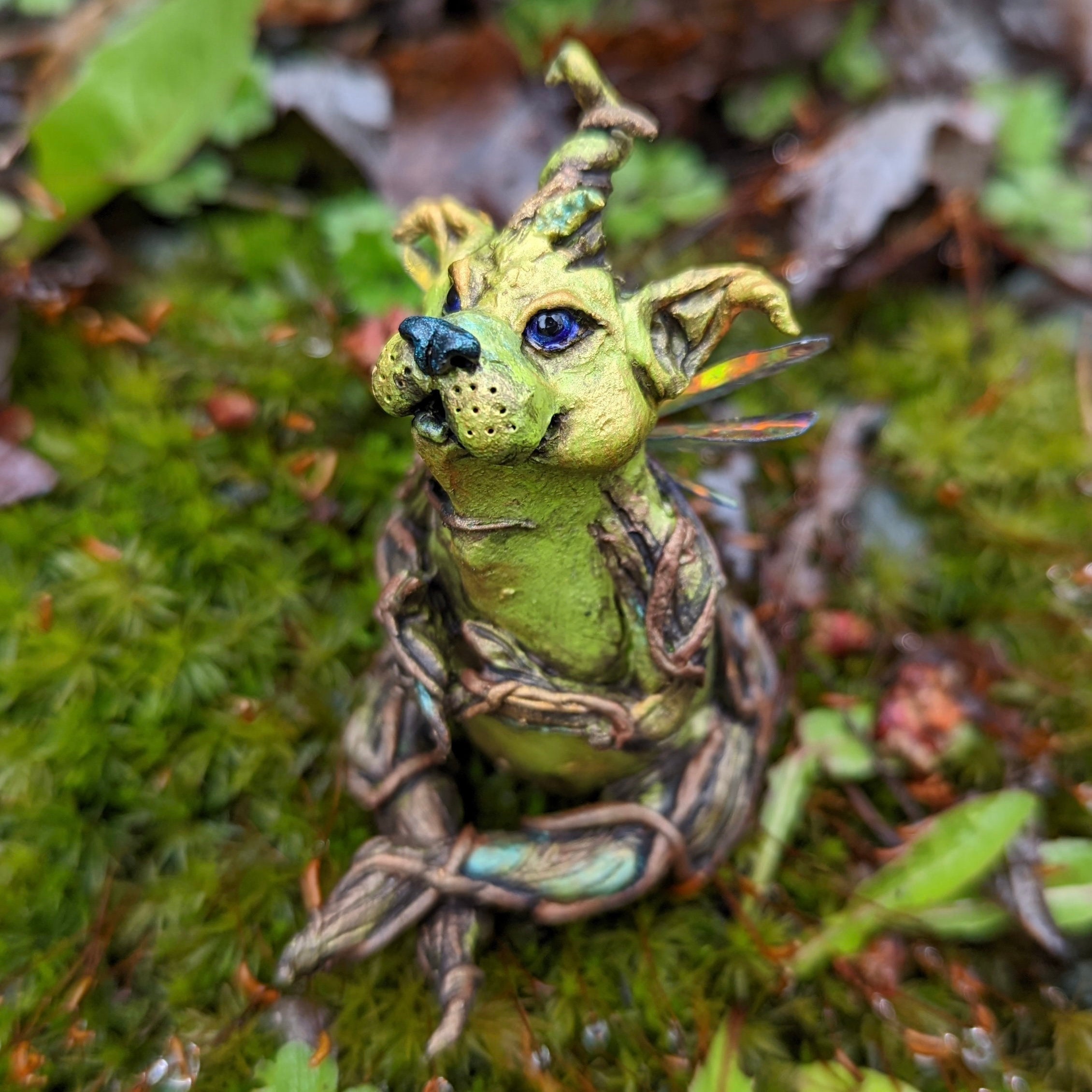 Sprout Sprite Fairy Figurine, Spring Art Doll, Elemental Green Fae ...
