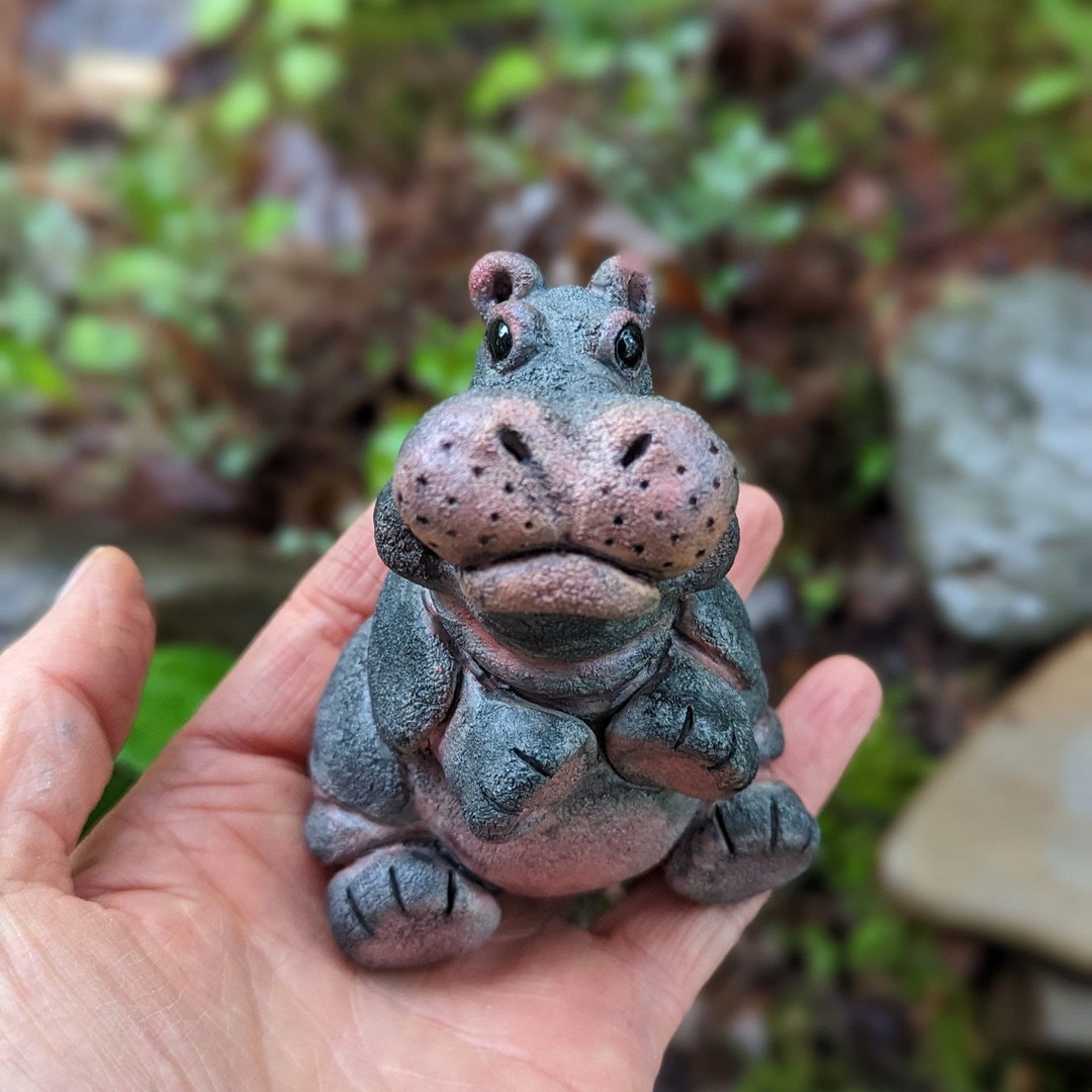 Hippopotamus Sculpture, Young Baby Hippo Calf Figurine, House Hippo ...