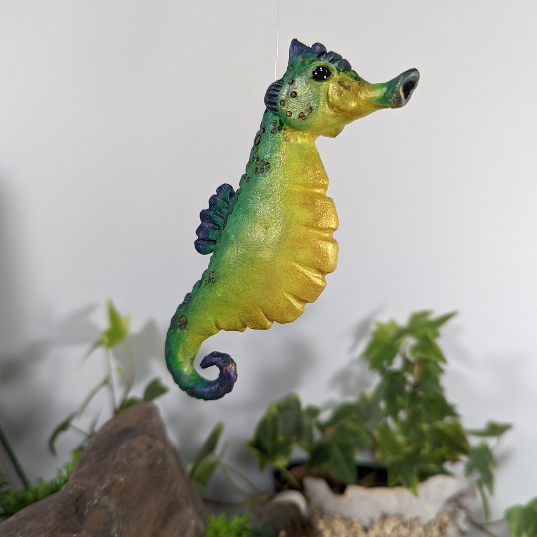 Seahorse Ornament Handmade in Nova Scotia Golden Green Sea - Etsy