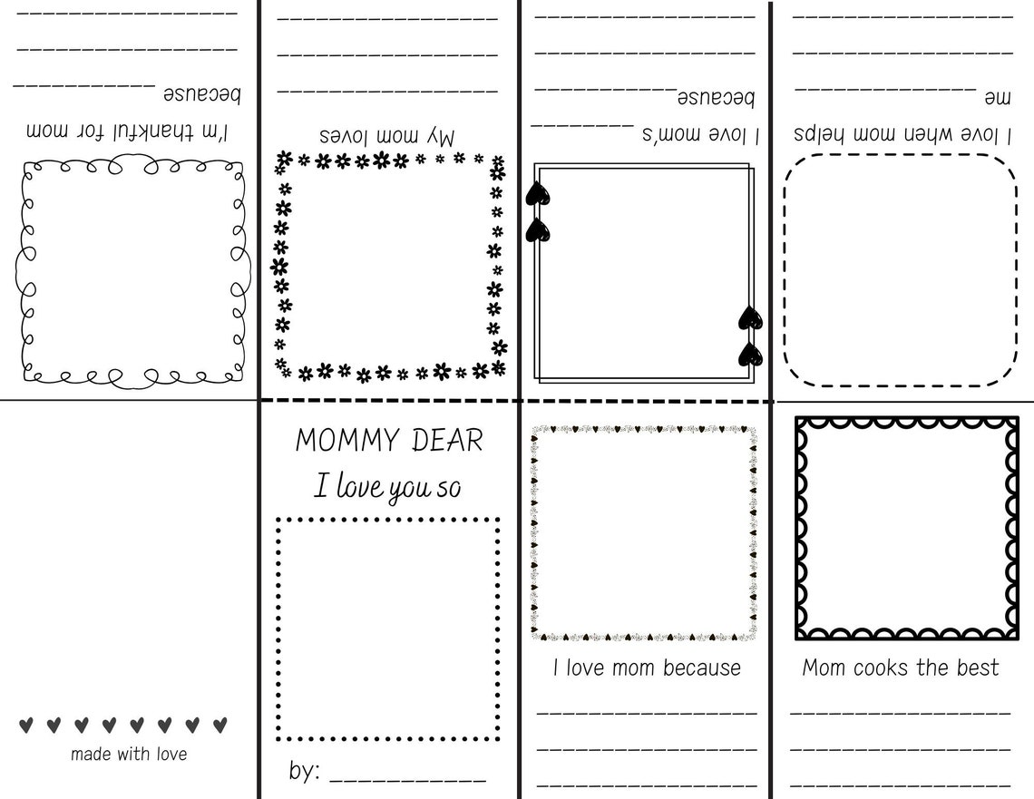 Mother's Day Book One Page Easy Fold Book for Kids, Printable Gift for ...