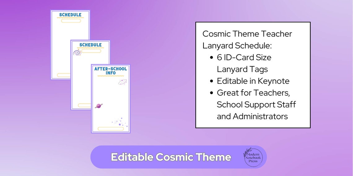 Editable Teacher Lanyard Tags | Cosmic Theme | Daily Schedule | Student ...
