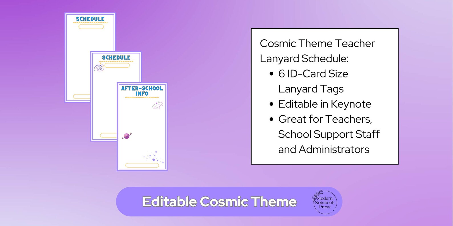 Cosmic Teacher Lanyard Tags: Editable Schedule, Student List (digital ...