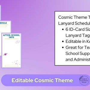 Cosmic Teacher Lanyard Tags: Editable Schedule, Student List (digital ...