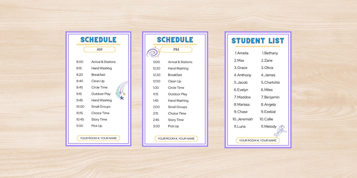 Cosmic Teacher Lanyard Tags: Editable Schedule, Student List (digital ...