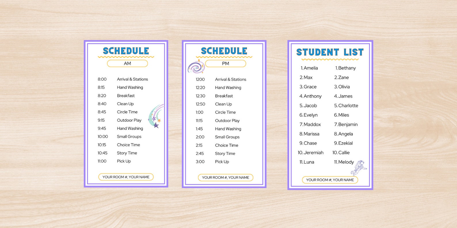 Cosmic Teacher Lanyard Tags: Editable Schedule, Student List (digital ...