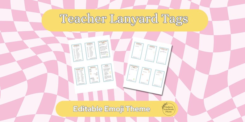 Editable Teacher Lanyard Tags | | Emoji Theme | Daily Schedule ...