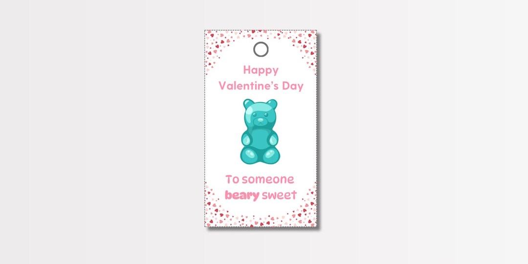 Gummy Bear Valentine's Day Gift Tags | Classroom Favor (instant ...
