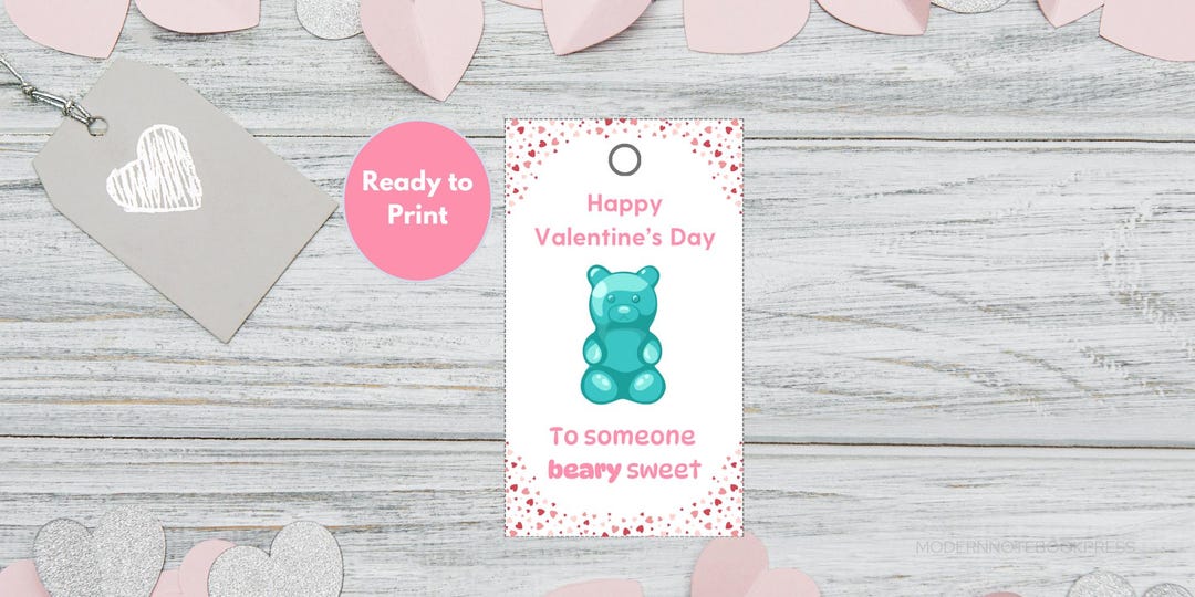 Gummy Bear Valentines Gift Tag | Printable Instant Download | Student ...