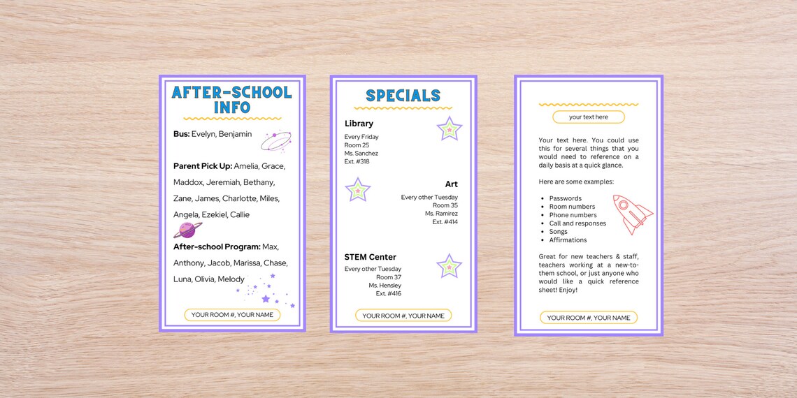 Cosmic Teacher Lanyard Tags: Editable Schedule, Student List (digital ...
