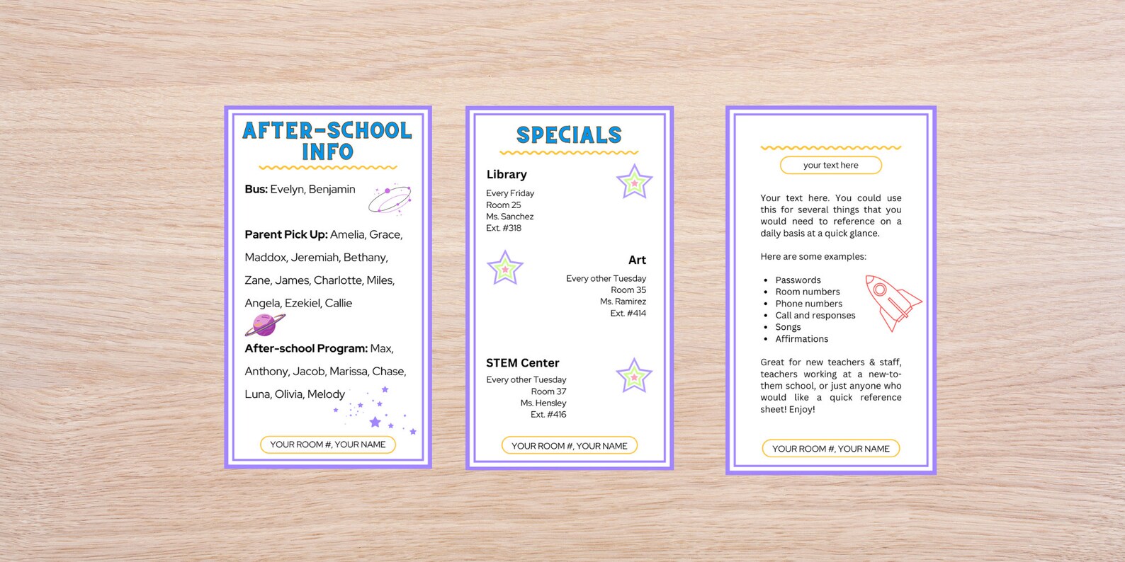 Cosmic Teacher Lanyard Tags: Editable Schedule, Student List (digital ...