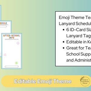 Editable Emoji Teacher Lanyard Tags: Schedule, Student List (digital ...
