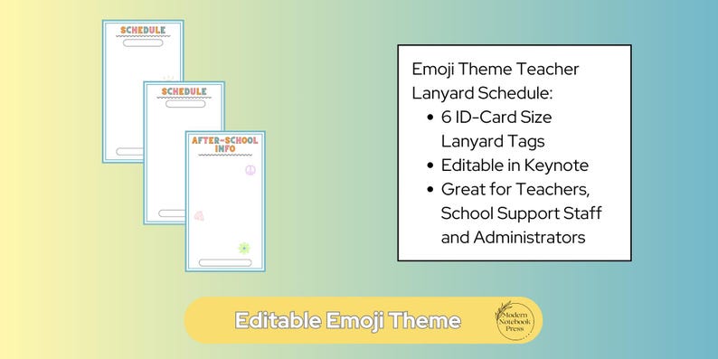 Editable Emoji Teacher Lanyard Tags: Schedule, Student List (digital ...