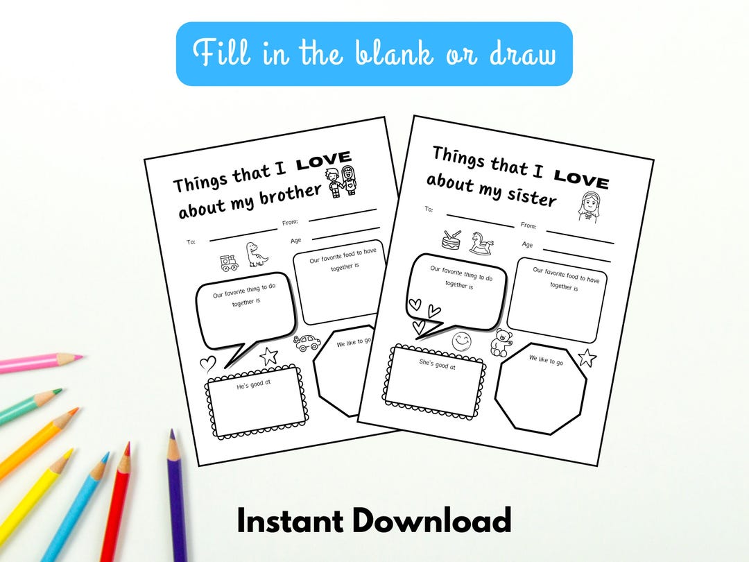 Things That I Love About Brother Coloring Page: Home or Classroom ...