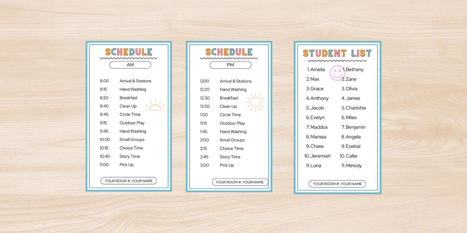 Editable Emoji Teacher Lanyard Tags: Schedule, Student List (digital ...