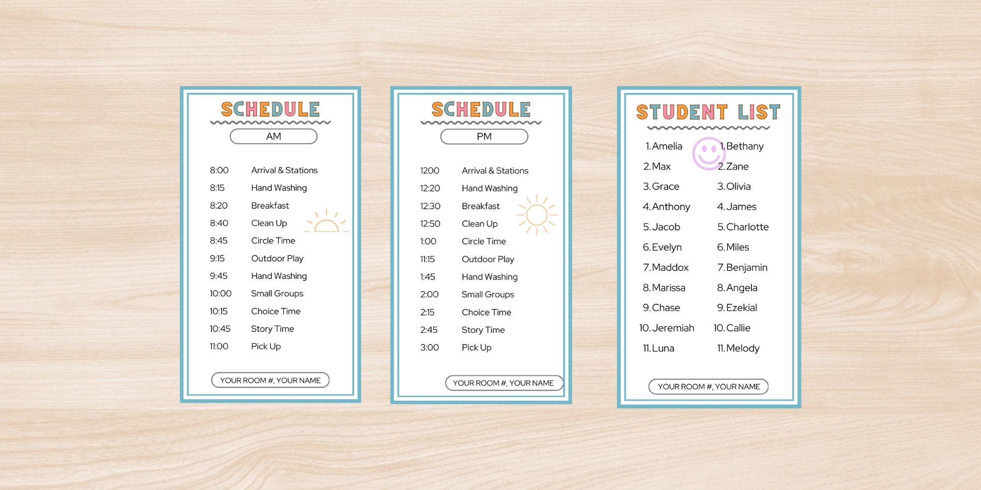 Editable Emoji Teacher Lanyard Tags: Schedule, Student List (digital ...