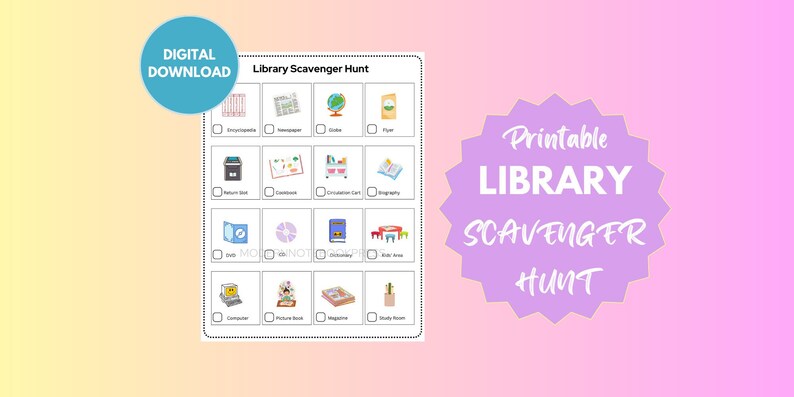 Library Scavenger Hunt Scavenger Hunt Digital Download Homeschool ...