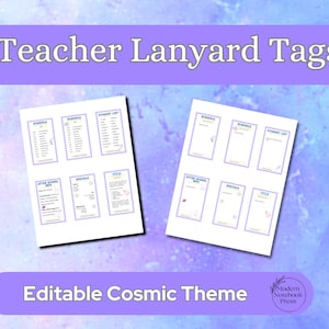 Cosmic Teacher Lanyard Tags: Editable Schedule, Student List (digital ...