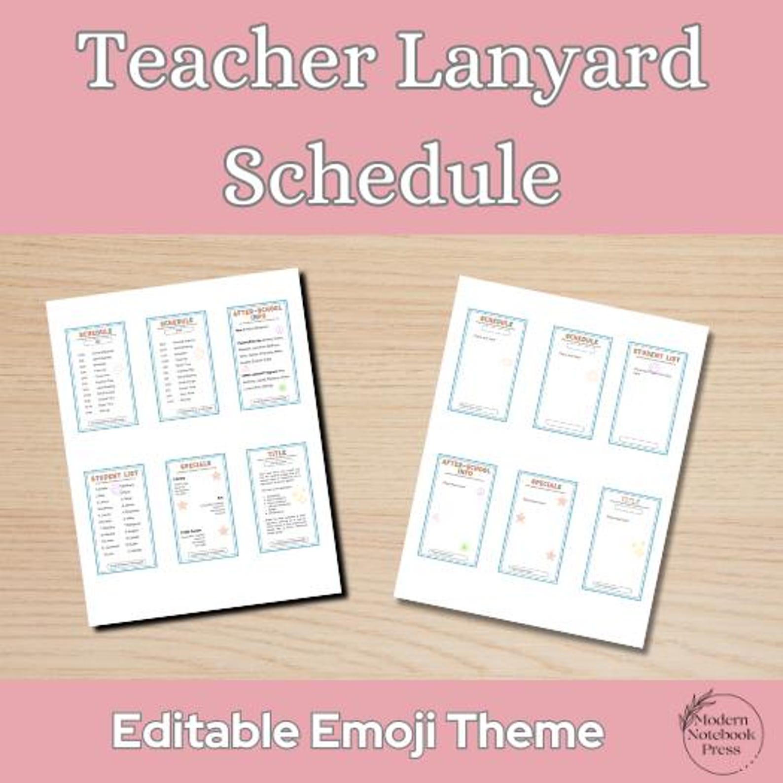Editable Emoji Teacher Lanyard Tags: Schedule, Student List (digital ...