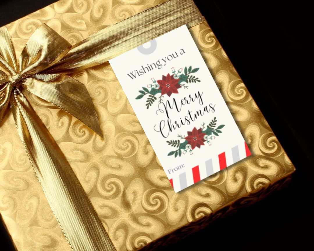 Printable Christmas Gift Tag, wishing You a Merry Christmas Gift Tag - Etsy