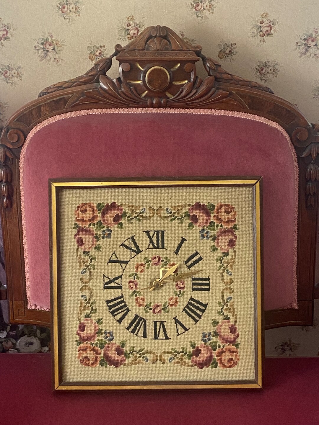 Vintage Embroidered Clock - Etsy