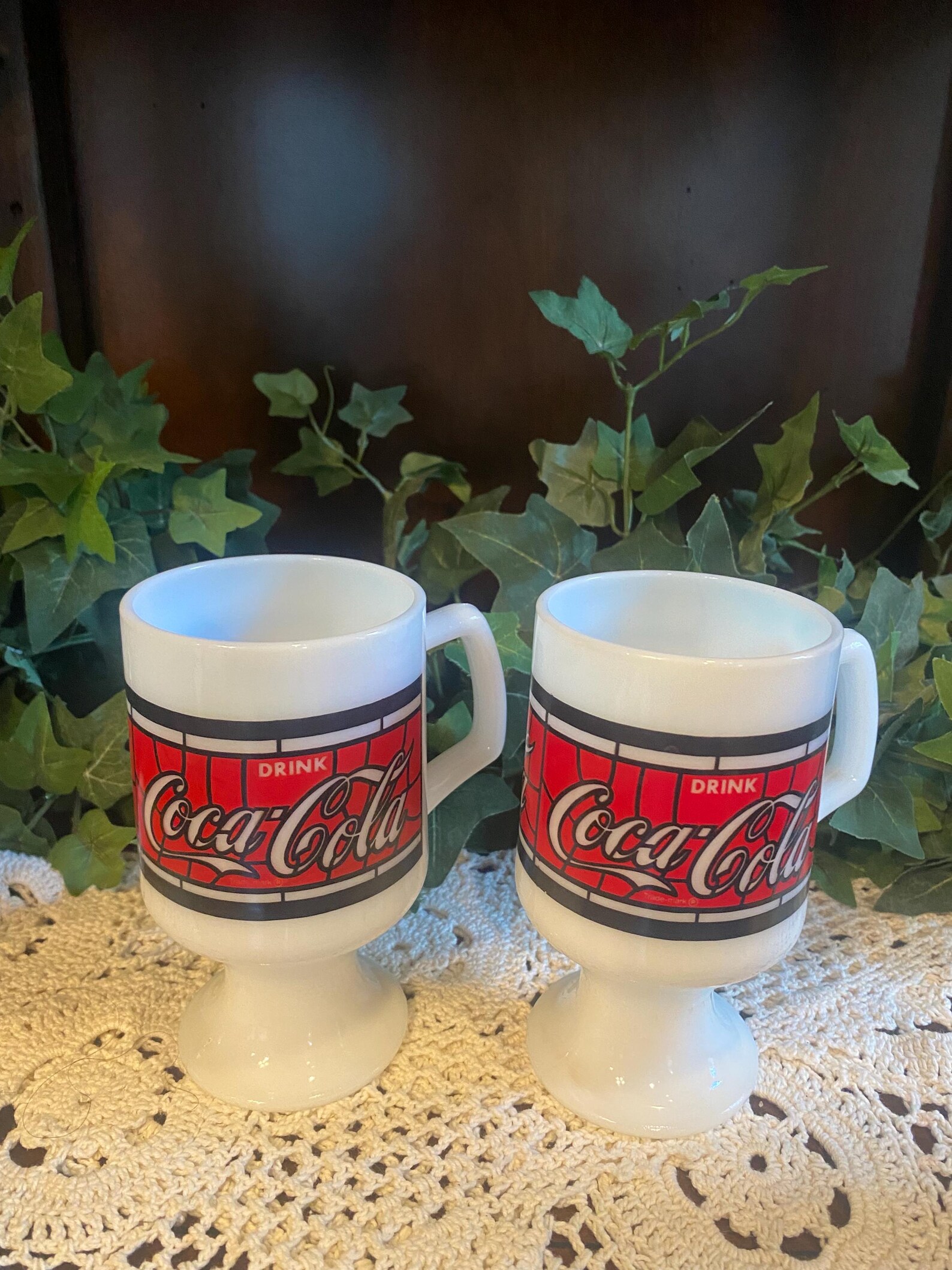 Vintage Coca-cola Milk Glass Glasses - Etsy