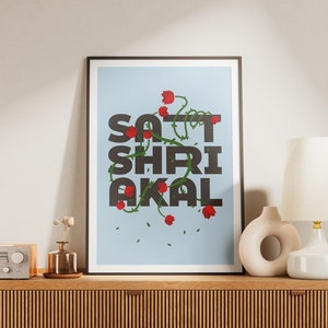 Sikh Greeting Poster, Satshriakal Wall Art Home Decor, South Asian ...