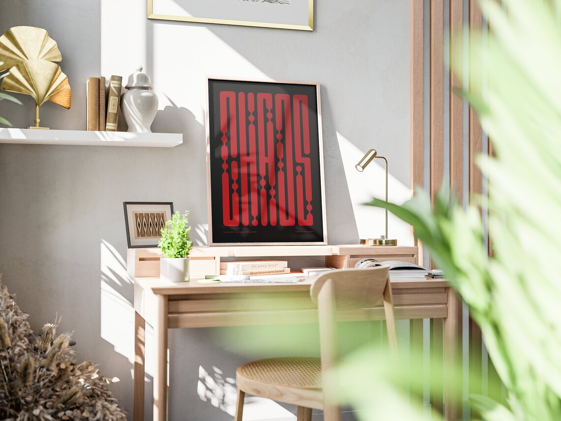 Punky Wall Art in Black & Red, Chaos Poster Lettering Bold Typography ...