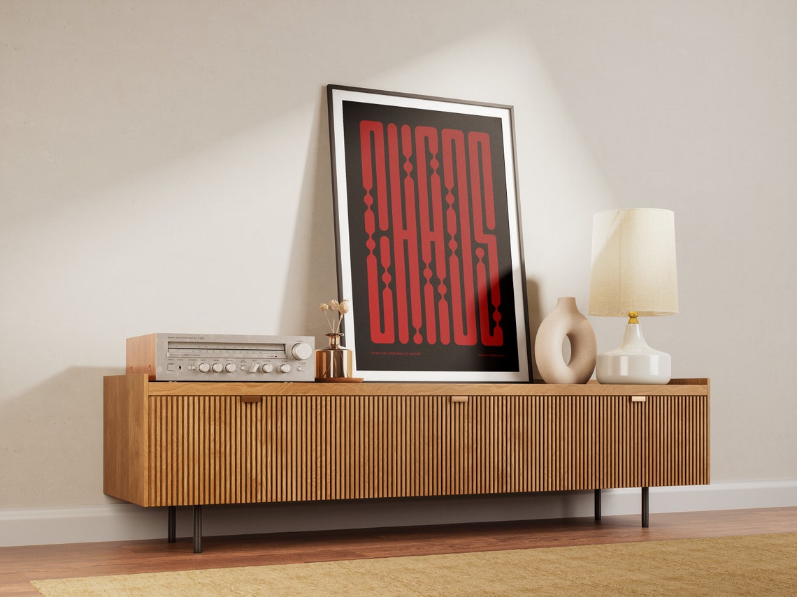 Punky Wall Art in Black & Red, Chaos Poster Lettering Bold Typography ...