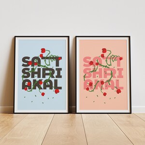 Sikh Greeting Poster, Satshriakal Wall Art Home Decor, South Asian ...