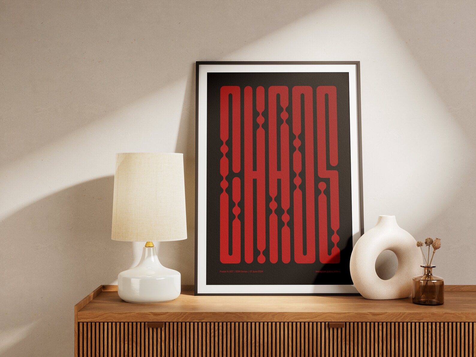 Punky Wall Art in Black & Red, Chaos Poster Lettering Bold Typography ...