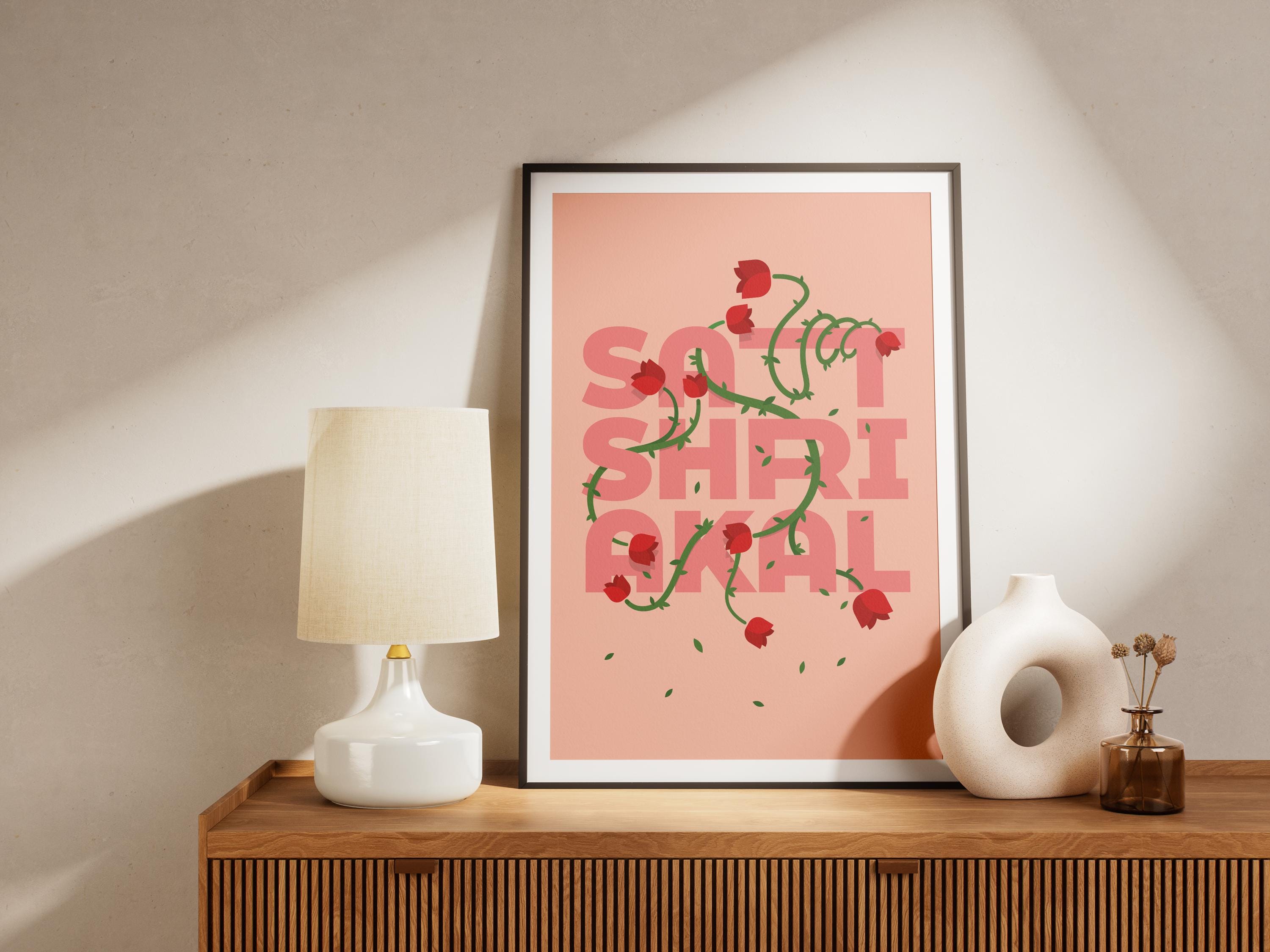 Sikh Greeting Poster, Satshriakal Wall Art Home Decor, South Asian ...