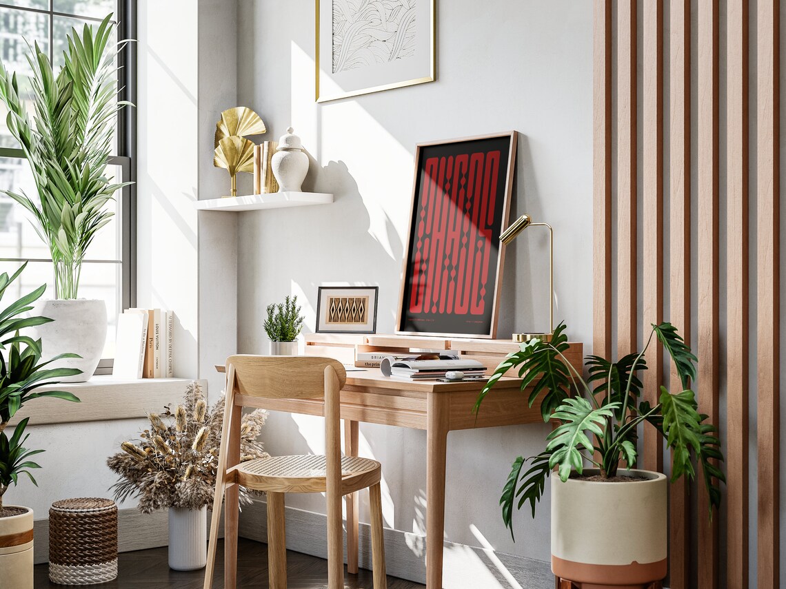 Punky Wall Art in Black & Red, Chaos Poster Lettering Bold Typography ...