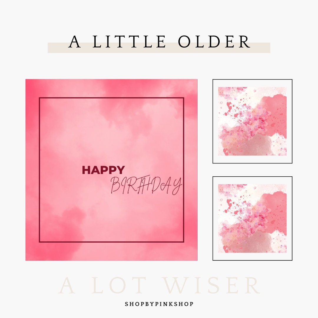 Animated Printable Birthday Card Template Digital Elegant Pink - Etsy