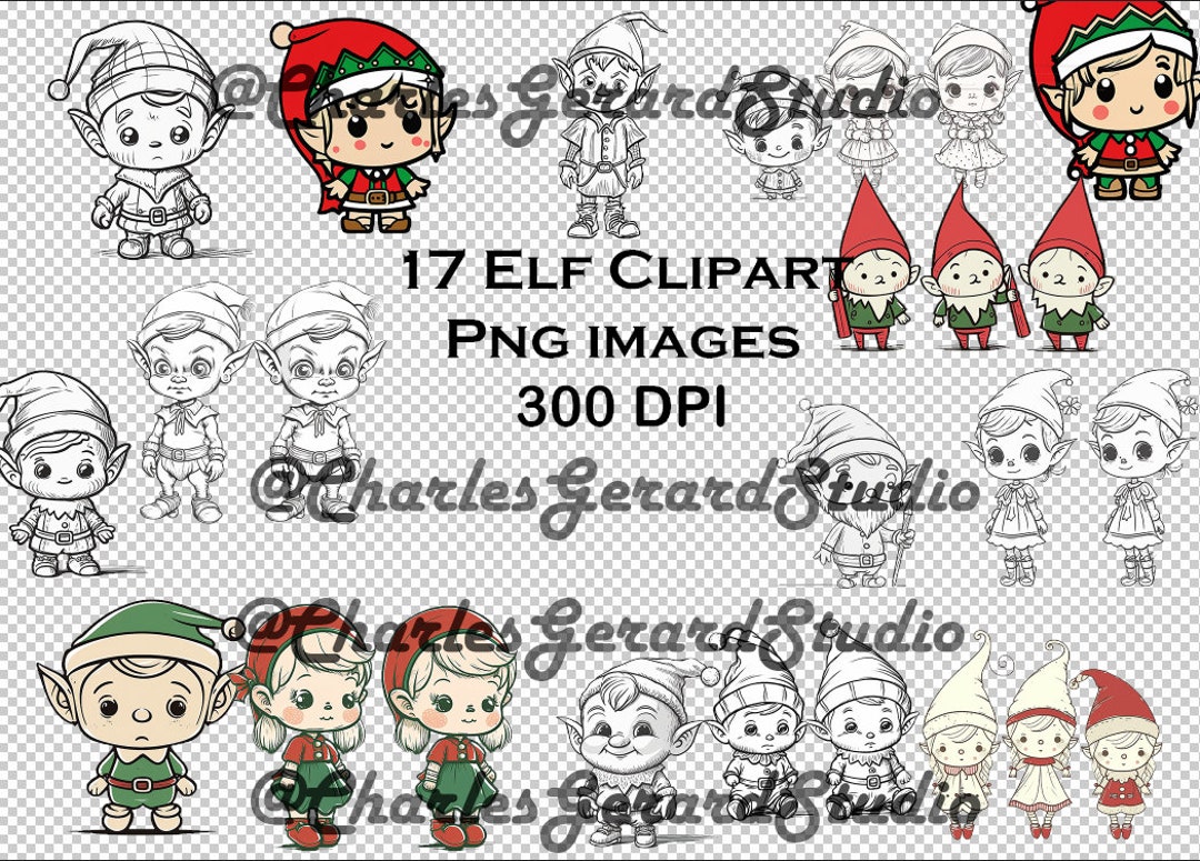 17 Cute Elves Clipart Bundle 17 Christmas Elf PNG Images Santa's Little ...