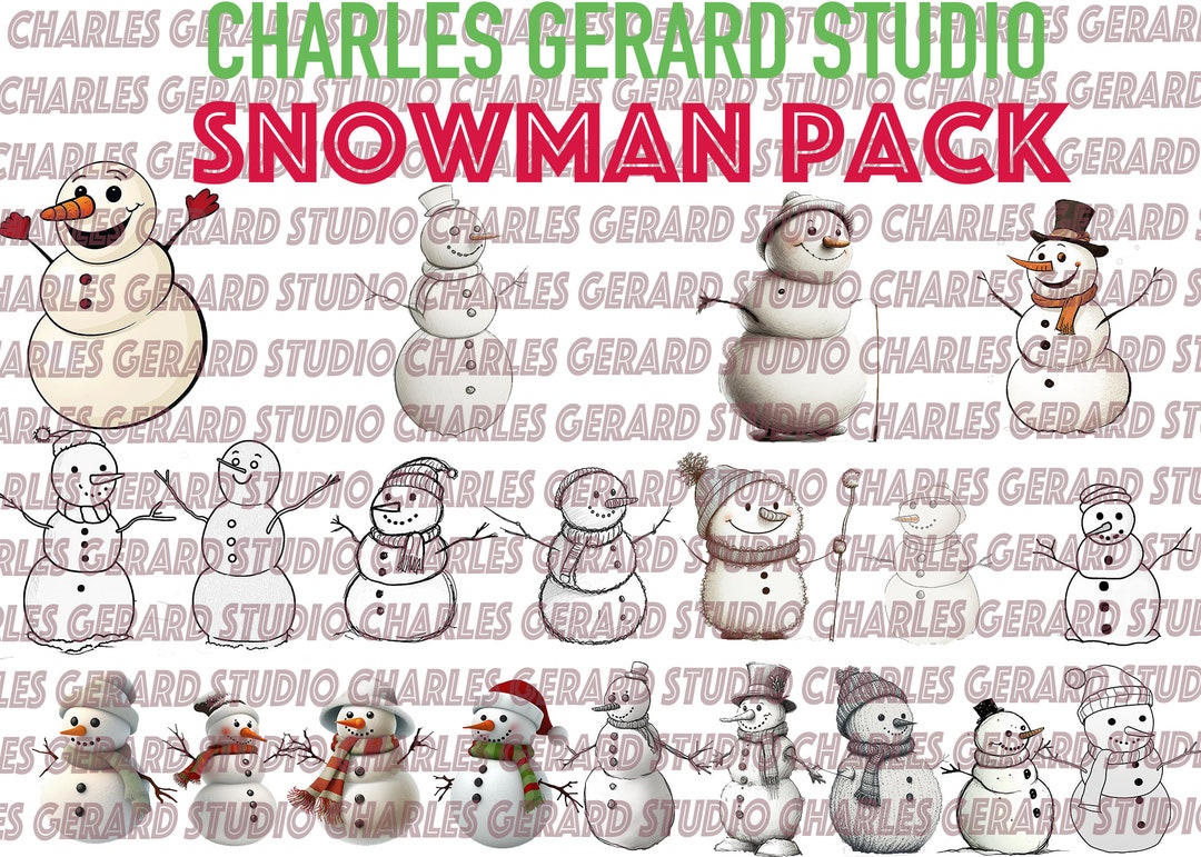 20 Cute Snowmen Clipart Bundle | 20 Christmas Snowmen PNG Images ...