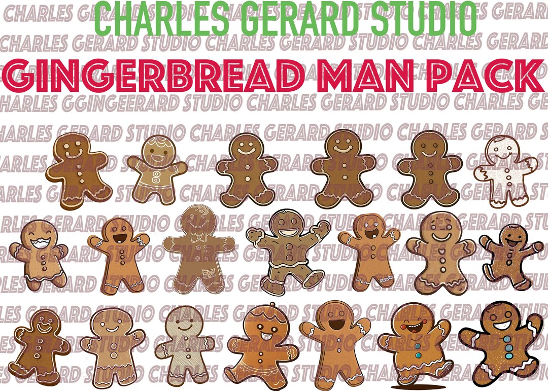 20 Cute Gingerbread Men Clipart Bundle | 20 Christmas Gingerbread Man ...