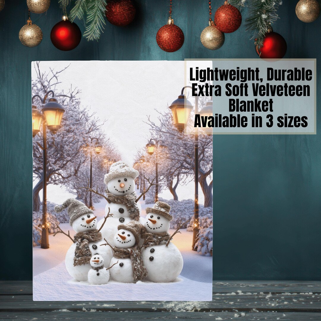 Winter Snowman Blanket Snowman Family Decor Snowpeople Blanket ...