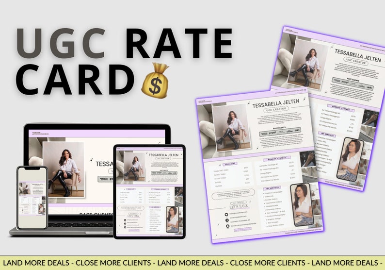 Editable UGC Rate Card Template, Modern Rate Sheet, Minimalistic Media Kit, Instagram Tiktok ...