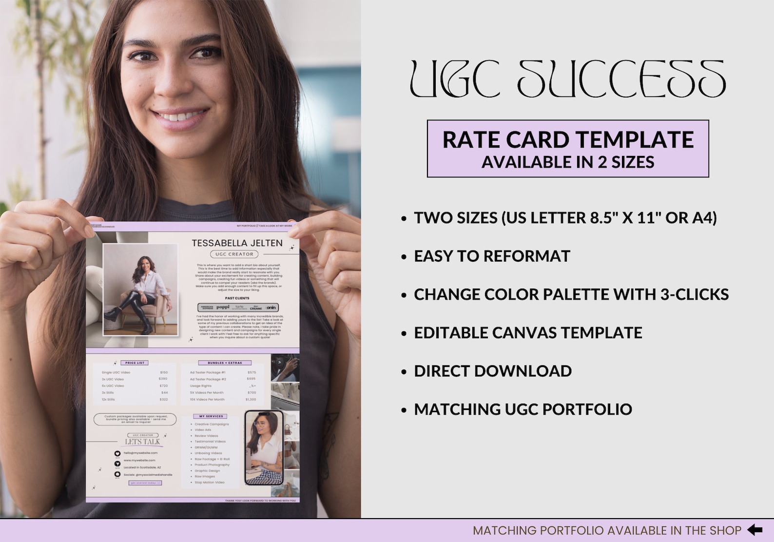 Editable UGC Rate Card Template, Modern Rate Sheet, Minimalistic Media ...