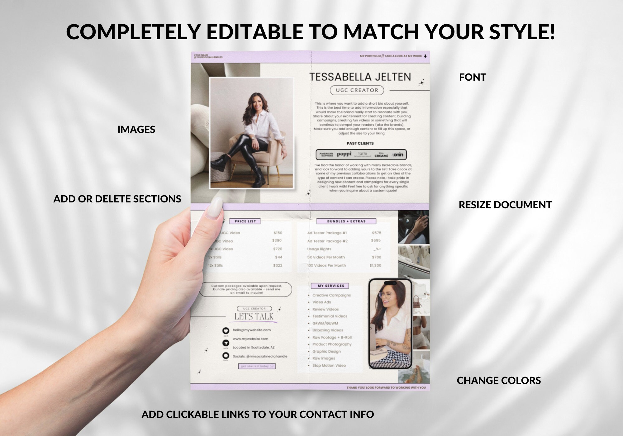 Editable UGC Rate Card Template, Modern Rate Sheet, Minimalistic Media ...