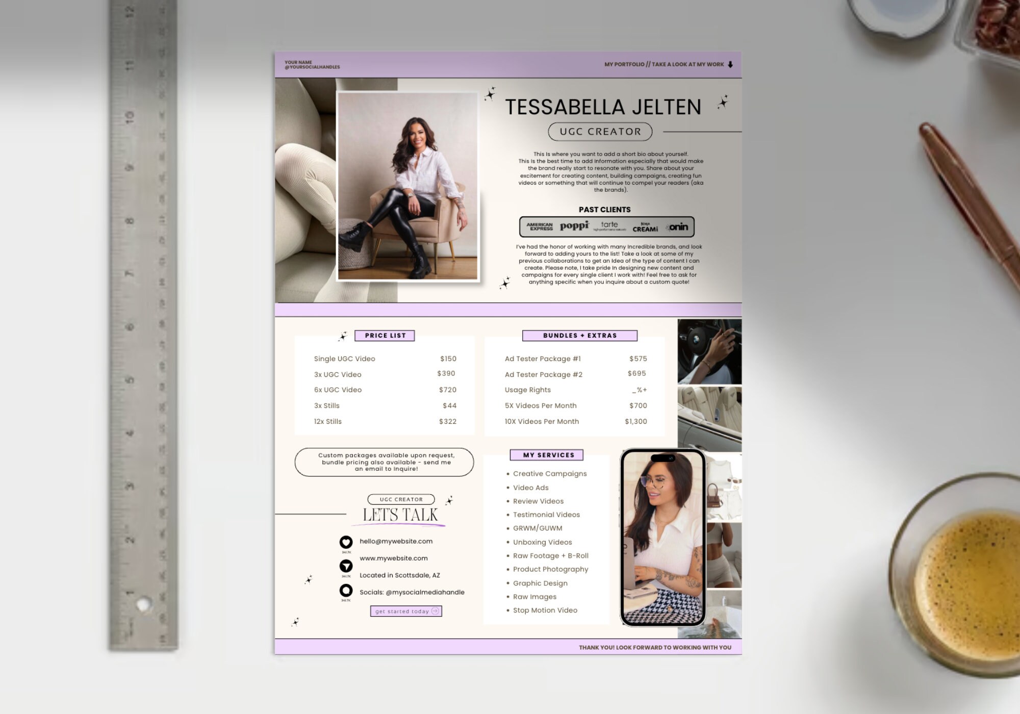 Editable UGC Rate Card Template, Modern Rate Sheet, Minimalistic Media ...