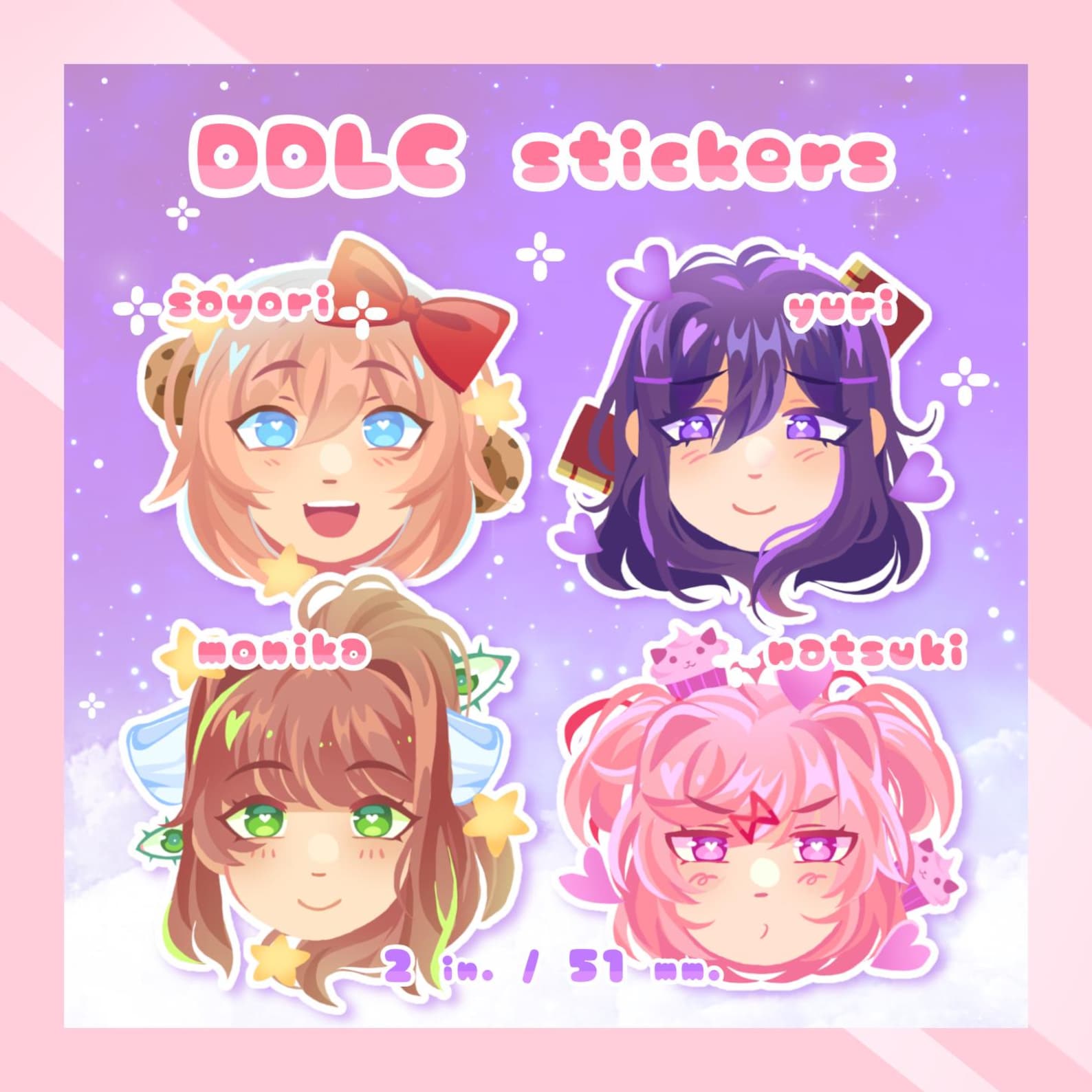 DDLC Doki Doki Literature Club Stickers Sayori Monika Natsuki Yuri - Etsy