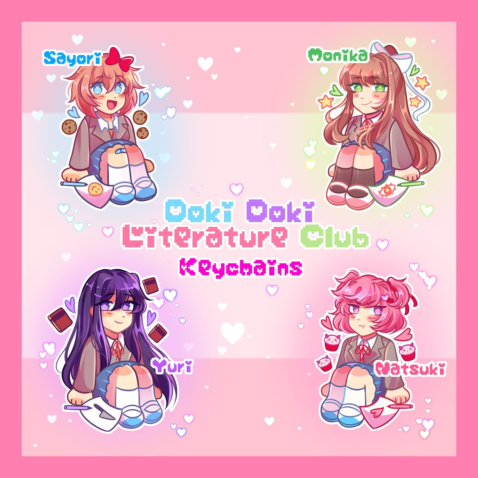 DDLC Doki Doki Literature Club Keychains | Sayori | Natsuki | Yuri ...