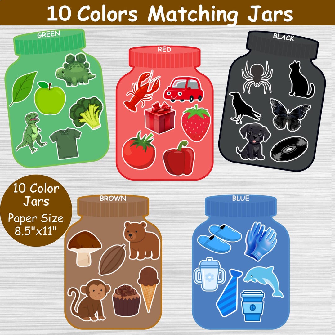 Color Matching Jars: Kids Learning Activity (digital Download) - Etsy